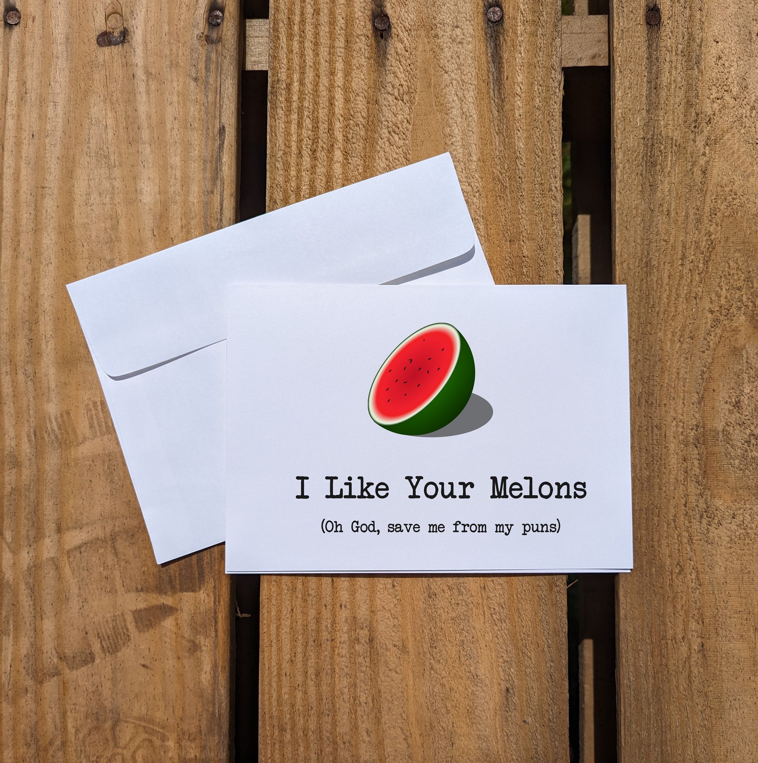 I Like Your Melons Boob Card Ironic Funny Friend Card Food Lovers Card ...