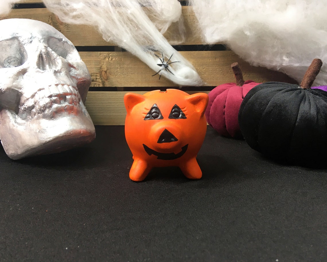 Halloween Pumpkin handpainted mini piggy bank Halloween mini | Etsy