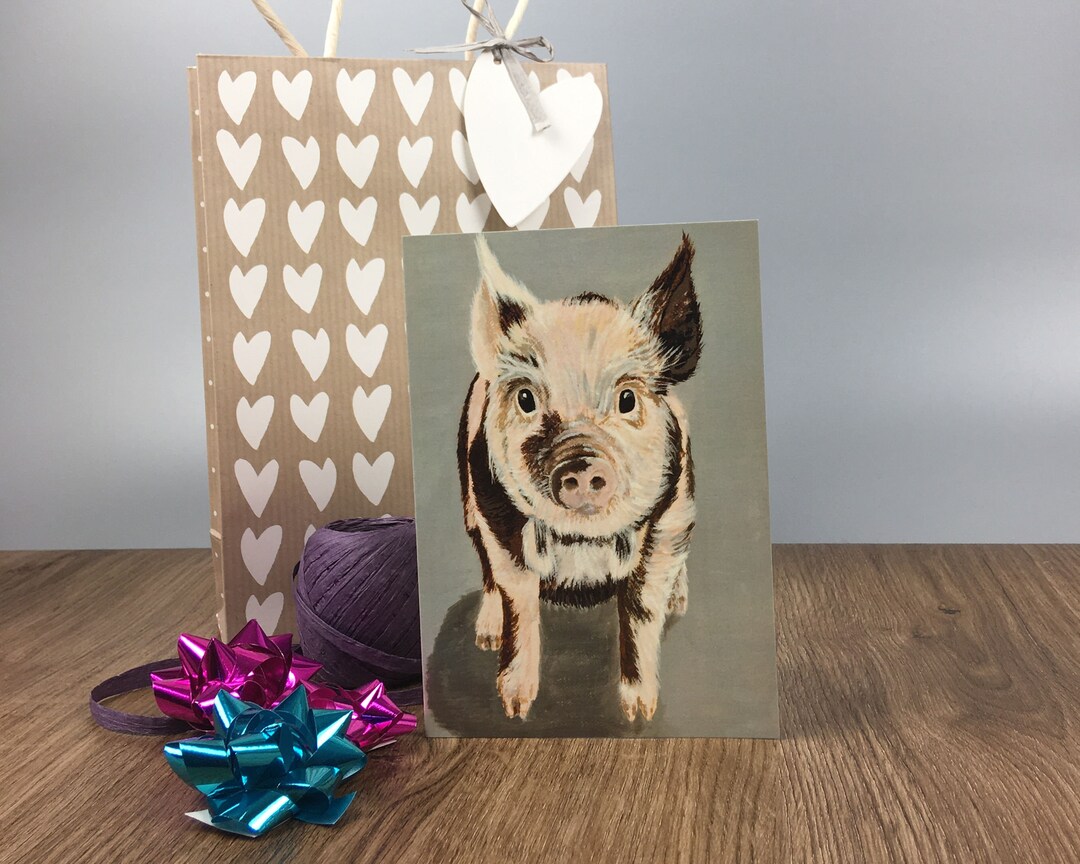 Greeting Card, Piglet Card, Piglet, Art, Birthday, Stationery, Animal ...