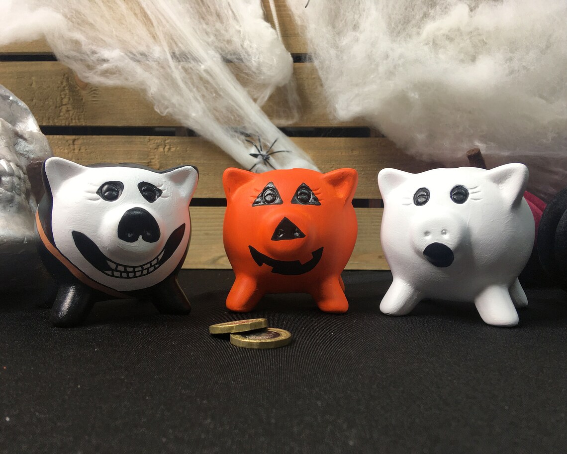 Halloween Pumpkin handpainted mini piggy bank Halloween mini | Etsy