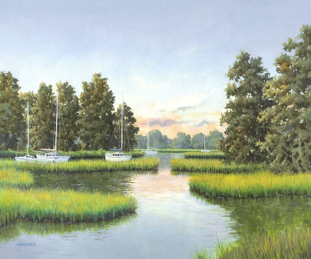 Sailboats in Tidal Marsh Fine Art Giclée Print - Etsy