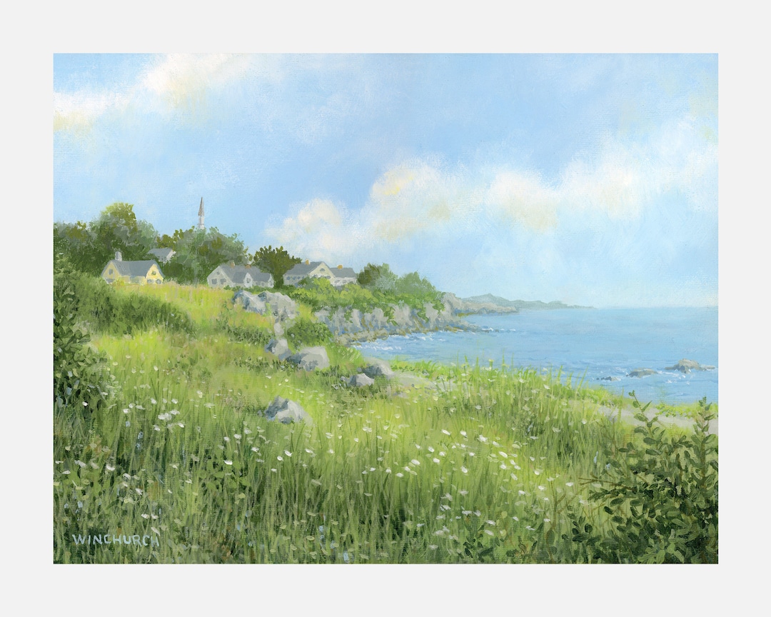 Cottagecore Art Print, Coastal Oil Painting, Wall Art - Etsy