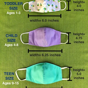 Children & Teen Sizes- Three-layered Fabric Cotton Face Mask With ...