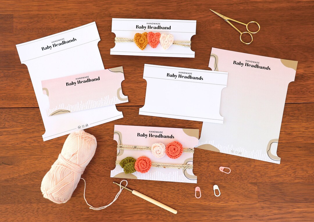Printable BABY HEADBAND Holders Downloadable PDF. Hang Tags Packaging ...
