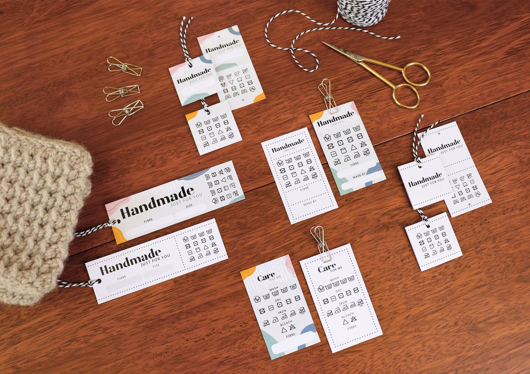Printable CARE INSTRUCTIONS Tags & Labels Downloadable PDF. Handmade ...