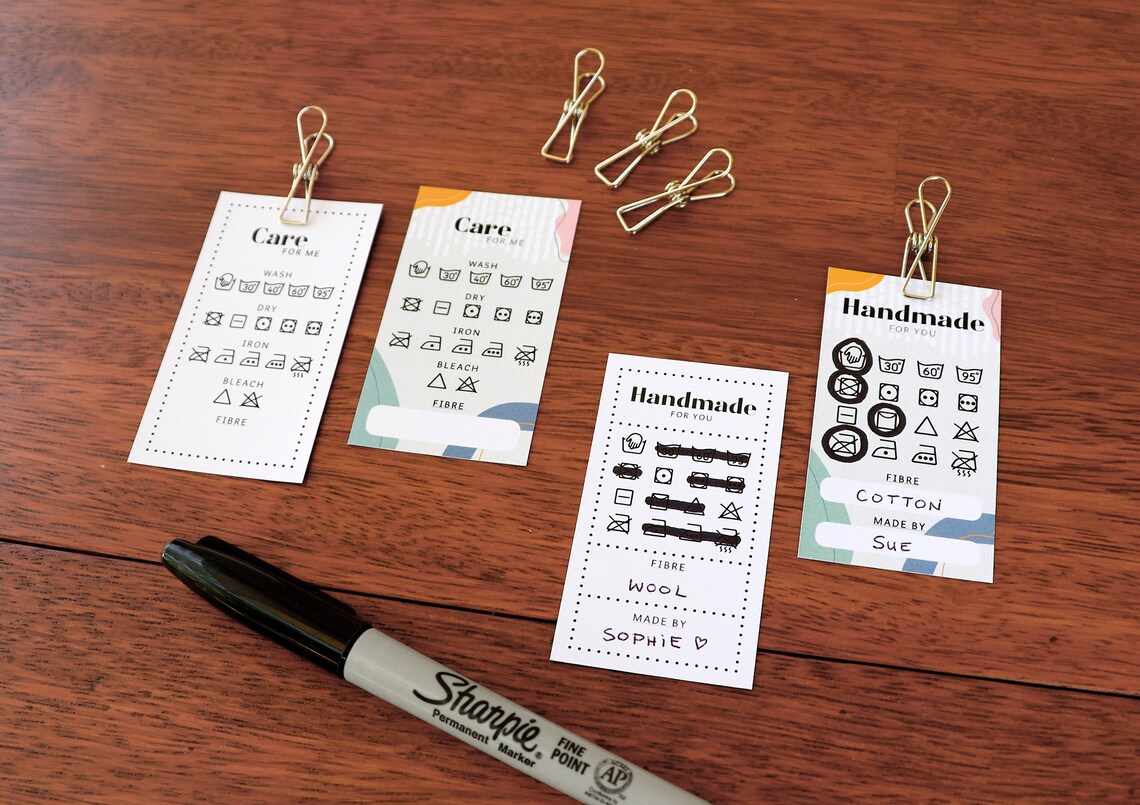 Printable CARE INSTRUCTIONS Tags & Labels Downloadable PDF. Handmade ...