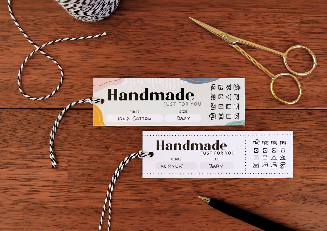 Printable CARE INSTRUCTIONS Tags & Labels Downloadable PDF. Handmade ...