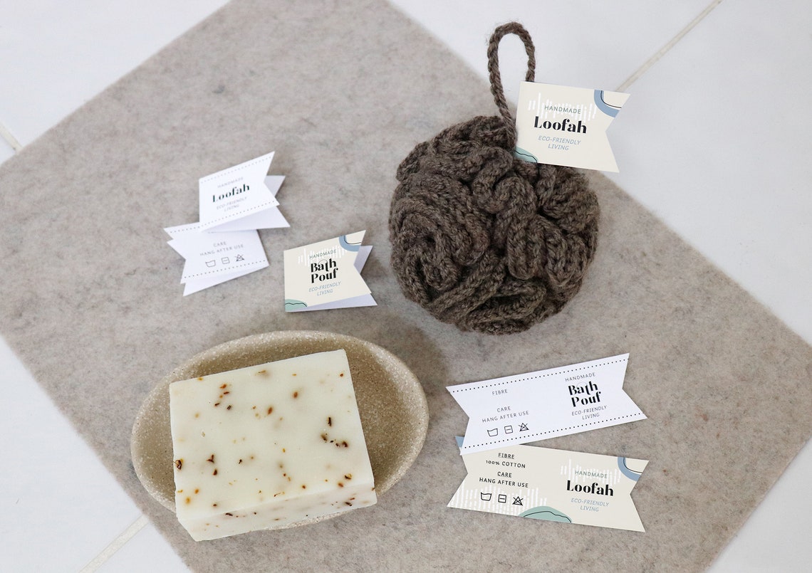 Printable BATH POUF Flags & Labels Downloadable PDF. Loofah Tags ...
