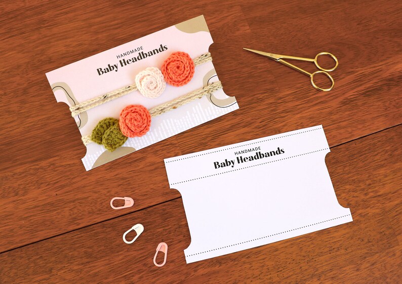 Printable BABY HEADBAND Holders Downloadable PDF. Hang Tags Packaging ...