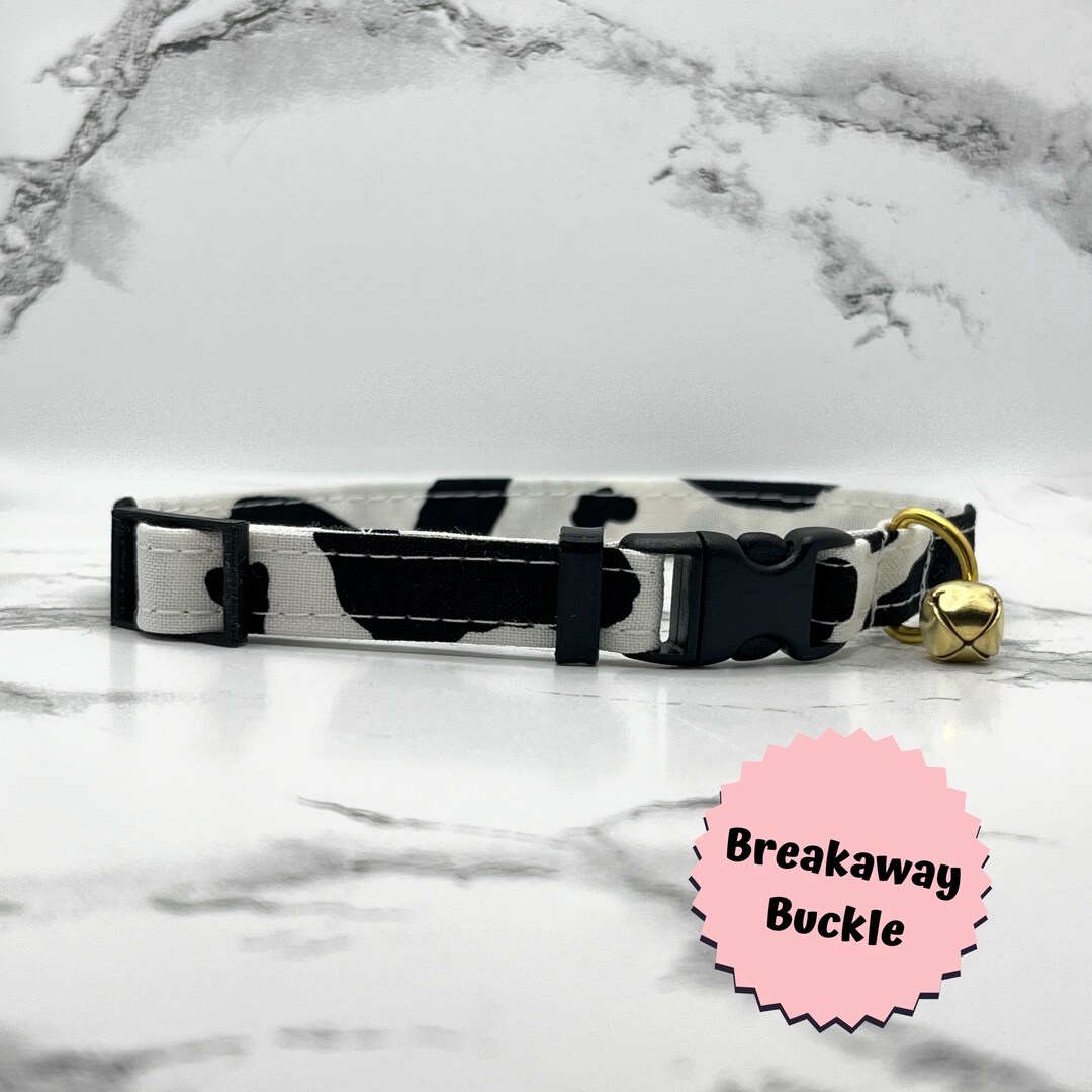 Cow Cat Collar: BREAKAWAY, Kitten, Bell, Handmade, Buckles, Custom ...