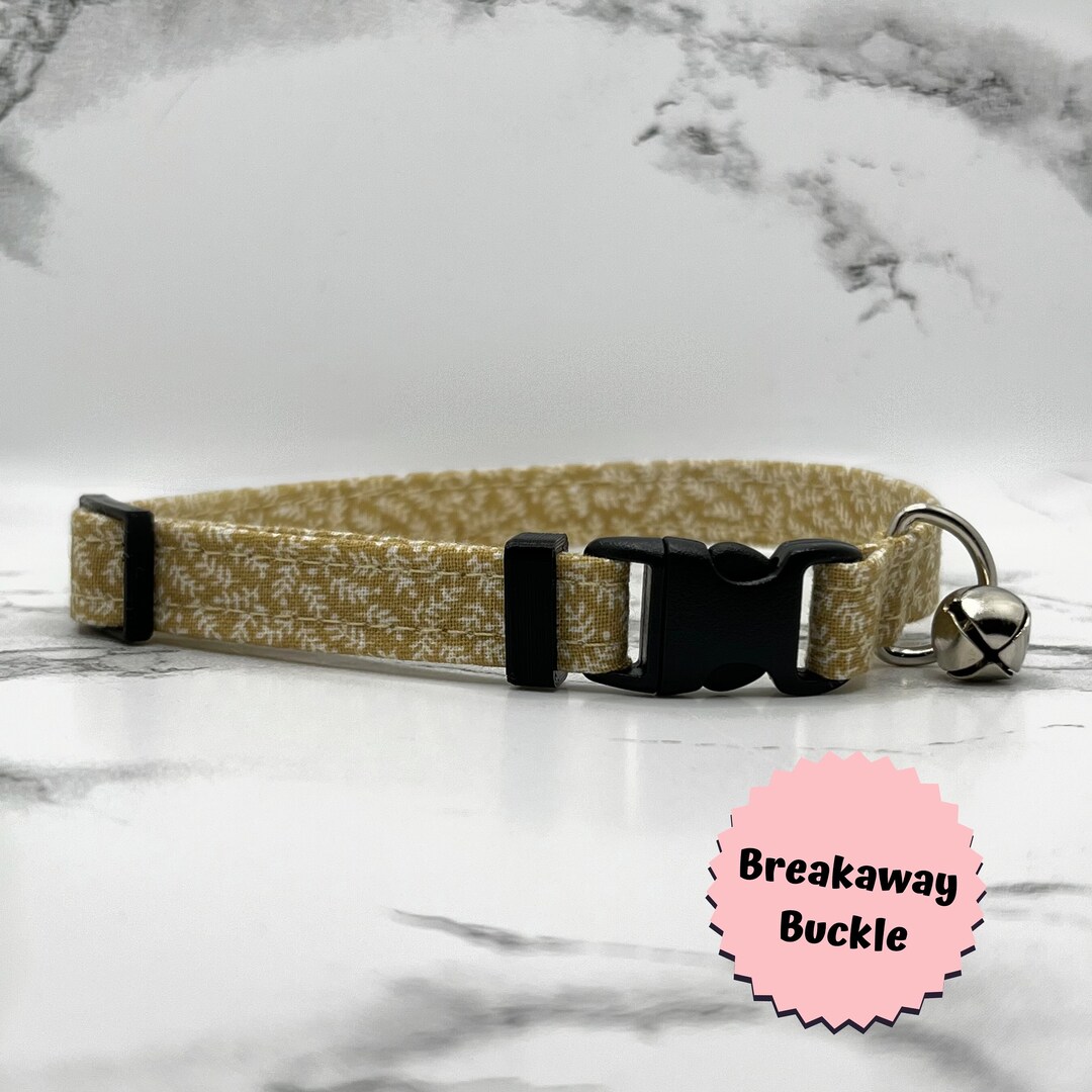 Fern Cat Collar: BREAKAWAY, Kitten, Tan, Bell, Handmade, Buckles ...
