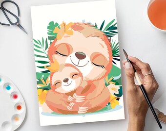 Sloth Paint by Number - Etsy