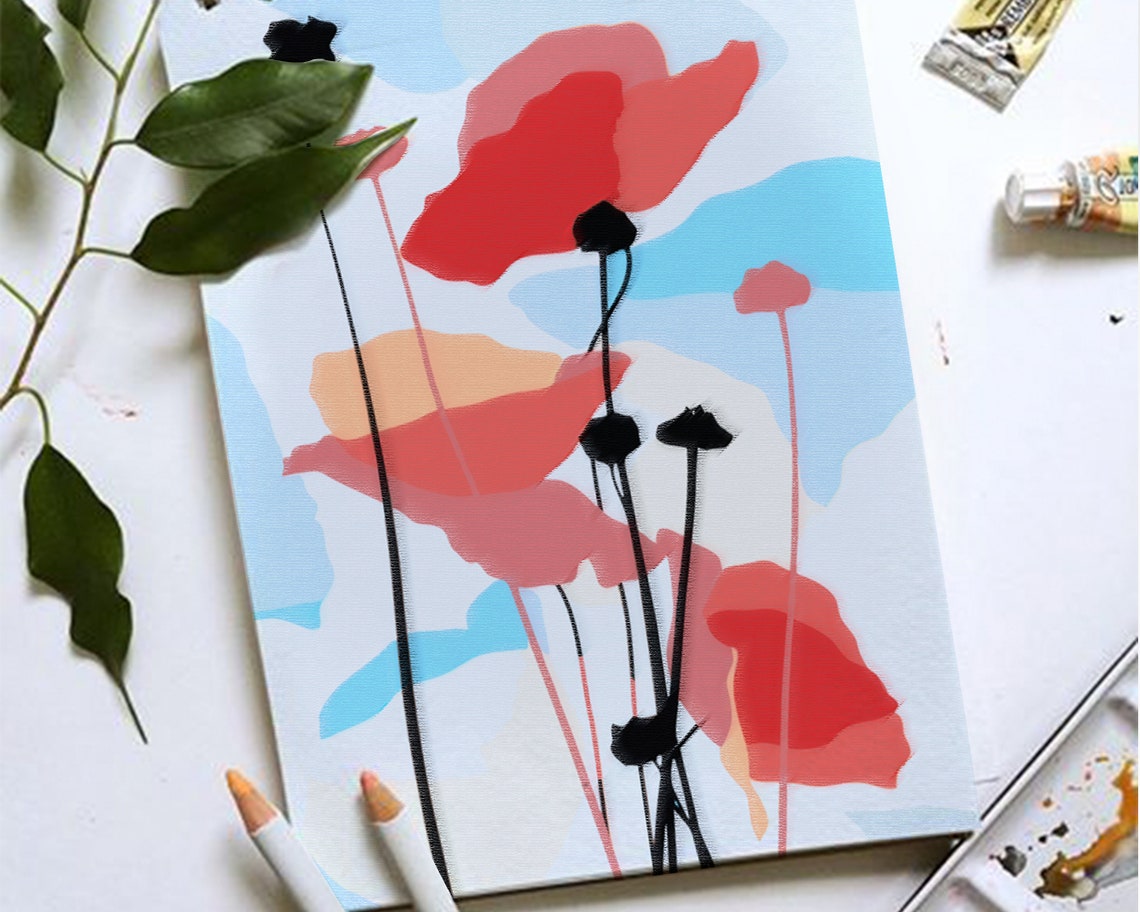 Poppy/ DIY Painting/ Poppies Paint by Number Kit /color by Number Kit ...