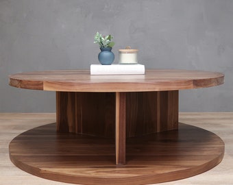 Round Walnut Coffee Table With Y Base - Etsy
