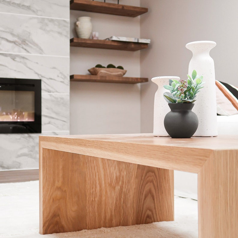 White Oak Waterfall Coffee Table, Living Room Coffee Tables - Etsy