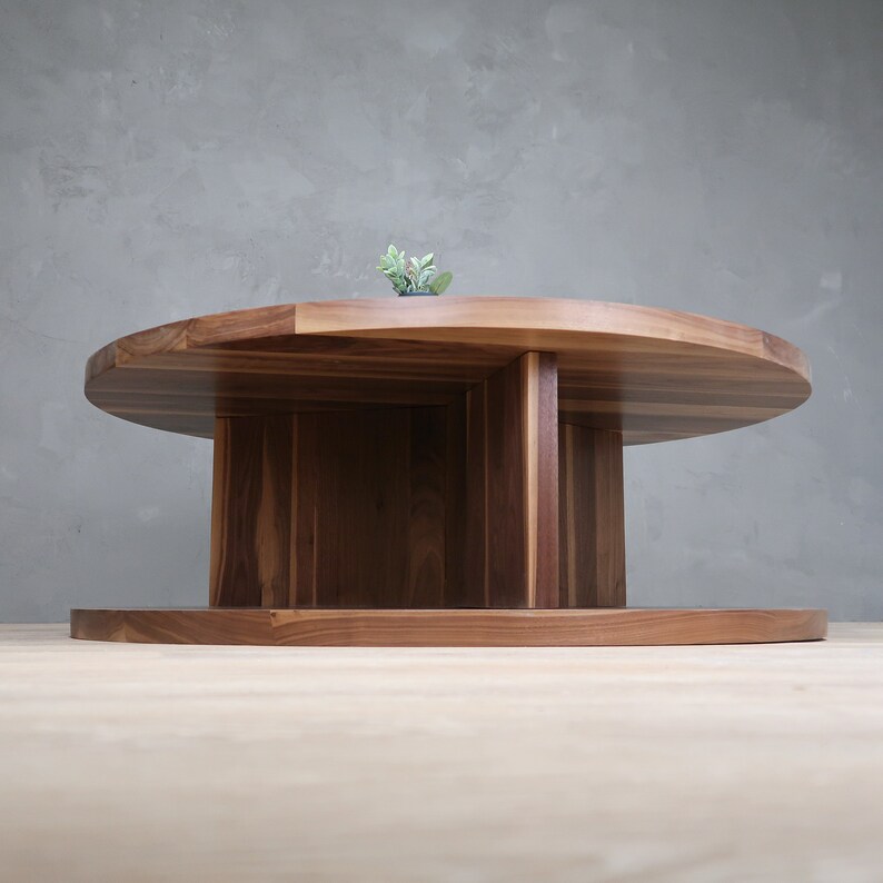 2-level Round Walnut Coffee Table With Y Base - Etsy