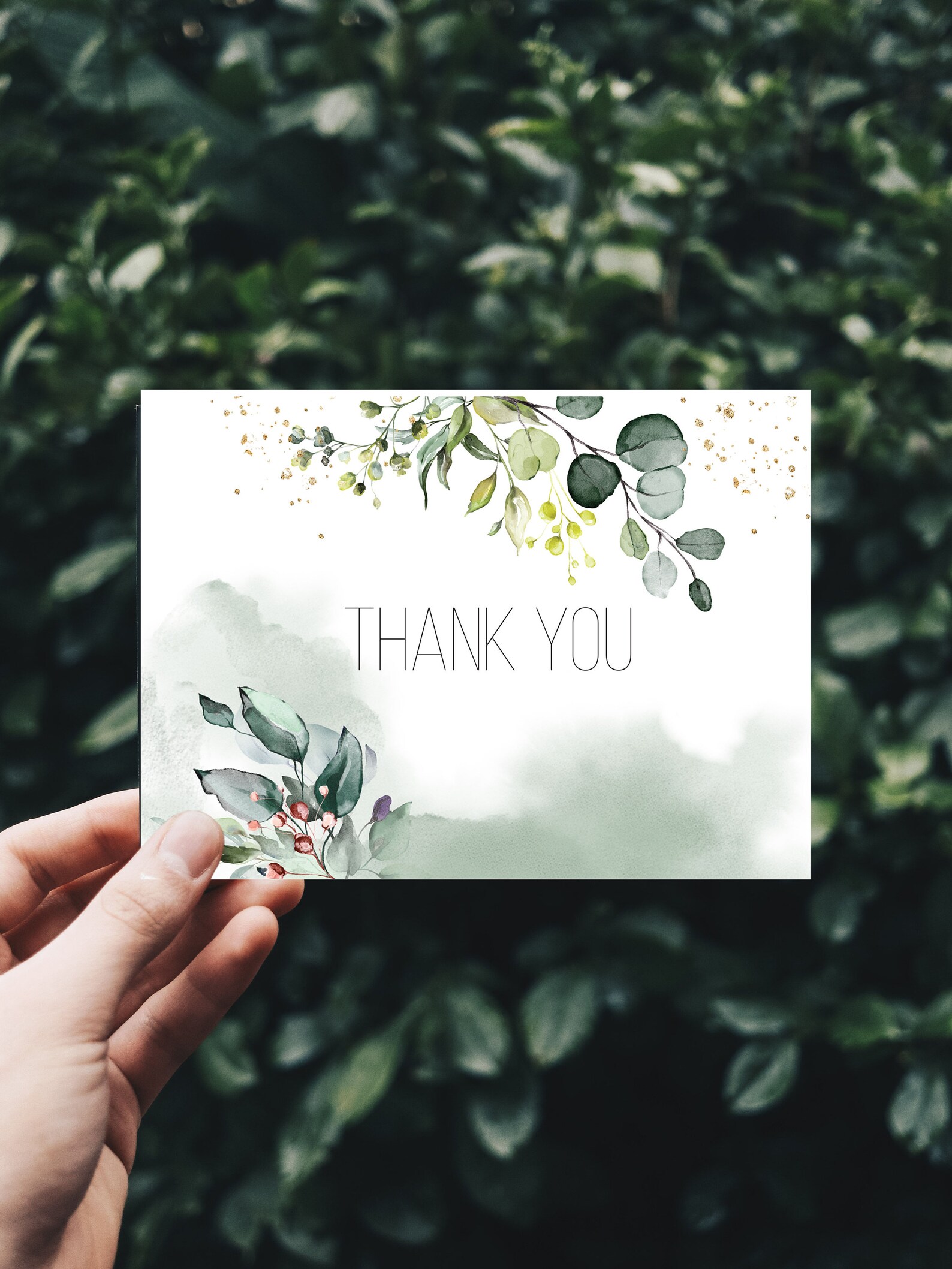 Printable Note Cards Thank You Postcard Greenery Thank You - Etsy