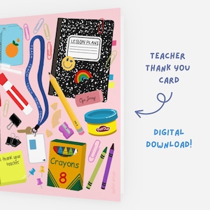 Teacher Appreciation Card | Digital Download Greeting Thank You Card - Etsy
