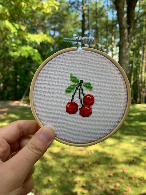 Decorative Cherry Cross Stitch FINISHED | Etsy