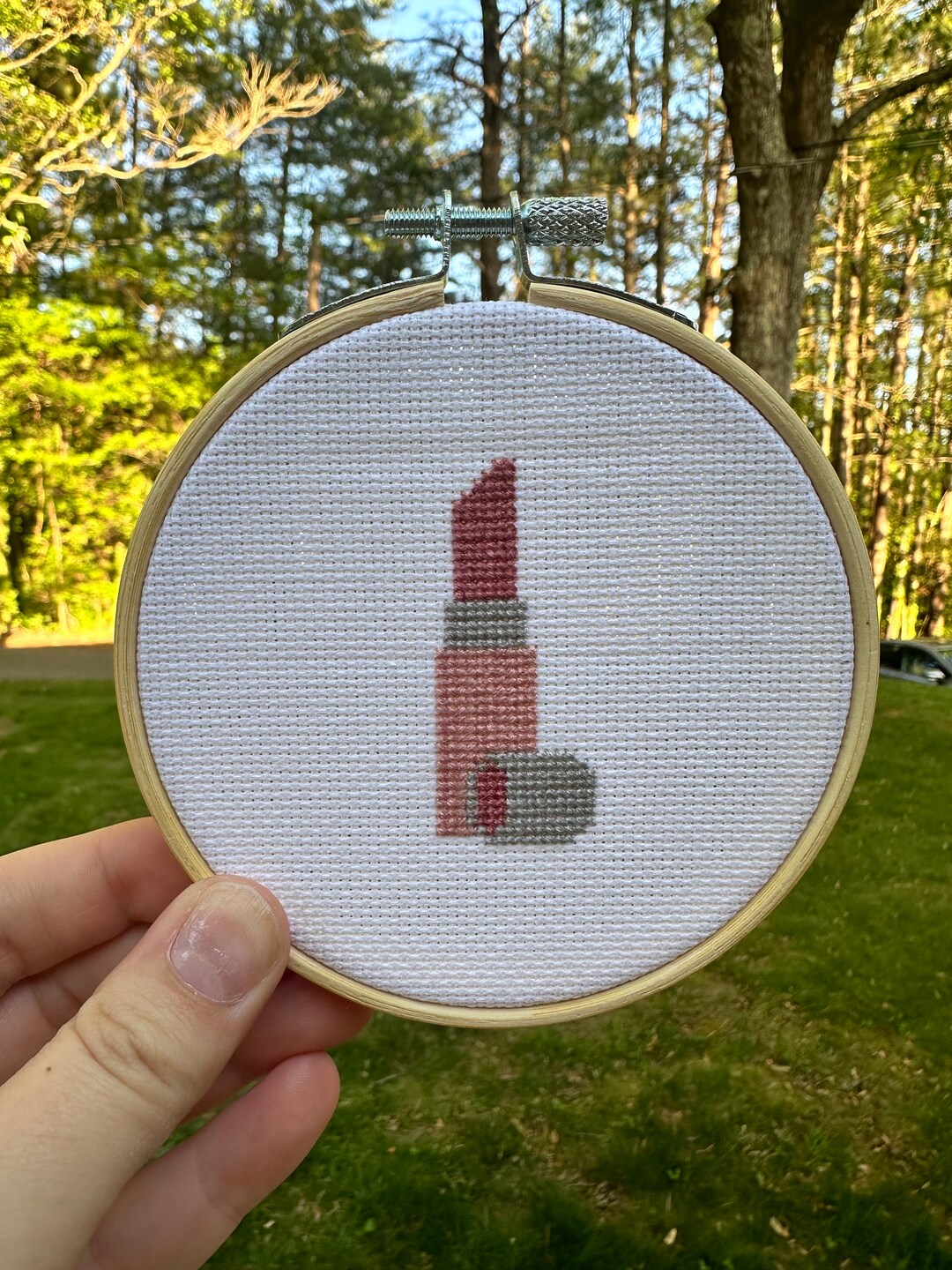 Decorative Lipstick Cross Stitch - FINISHED - Etsy