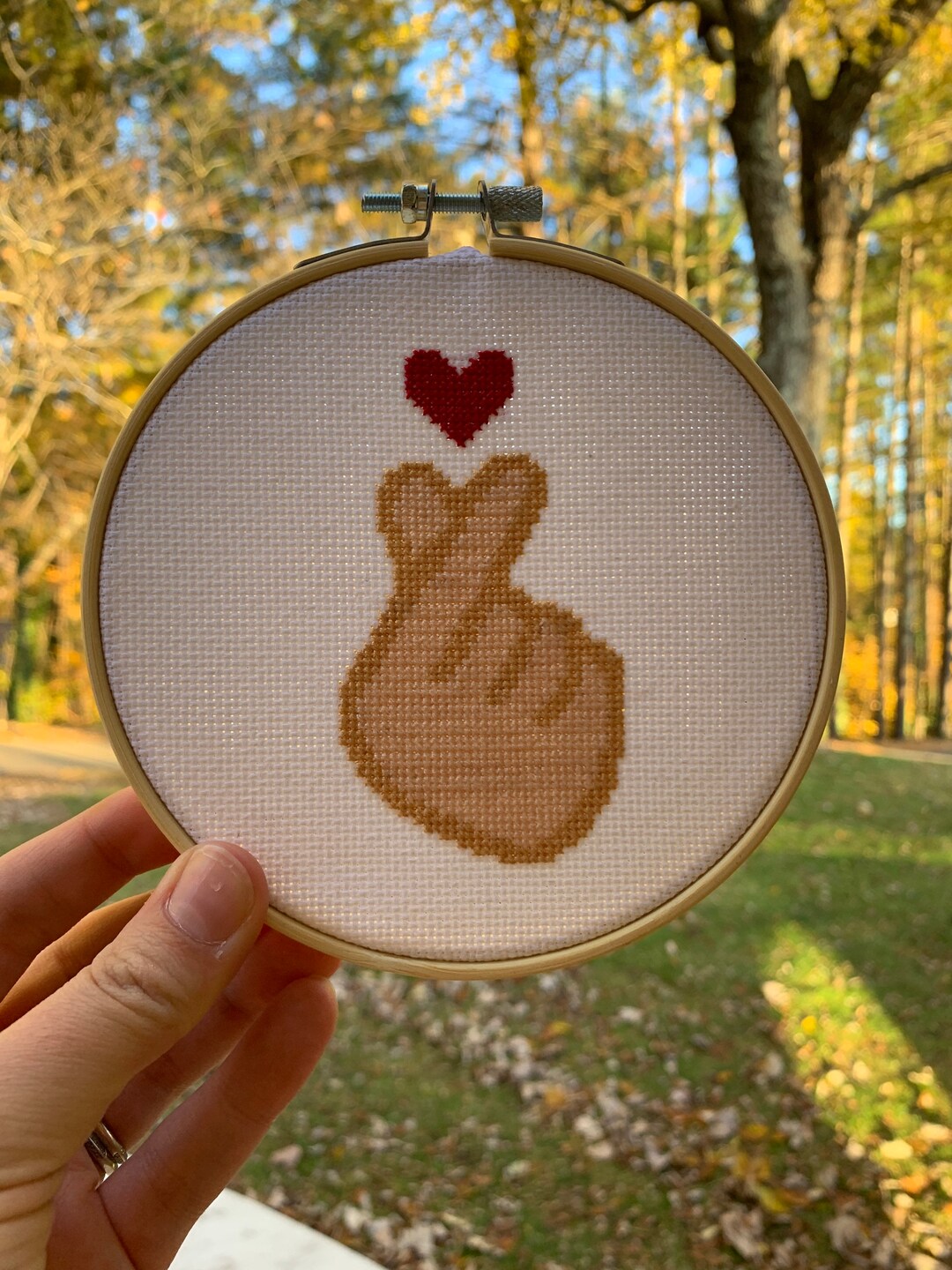 Decorative Heart Hand Sign Cross Stitch - FINISHED - Etsy