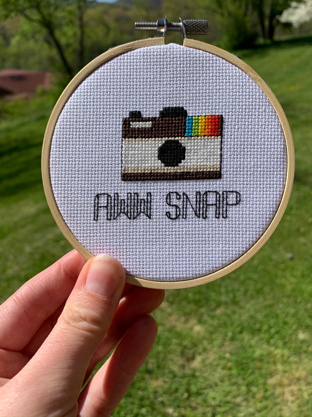 Decorative "aww Snap" Polaroid Cross Stitch - FINISHED - Etsy