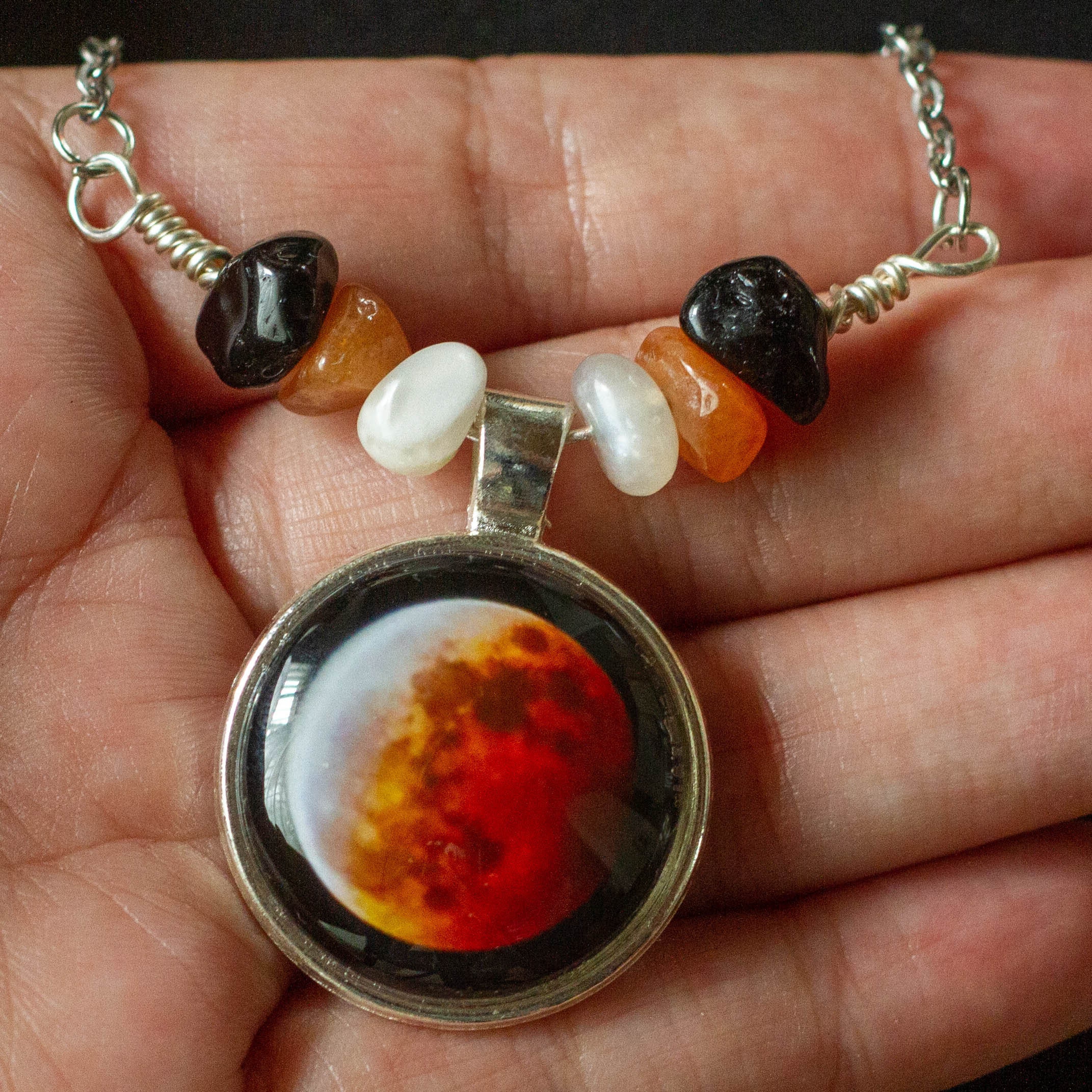 Super Flower Blood Moon Lunar Eclipse 2021 Photo Gemstone Necklace - Etsy