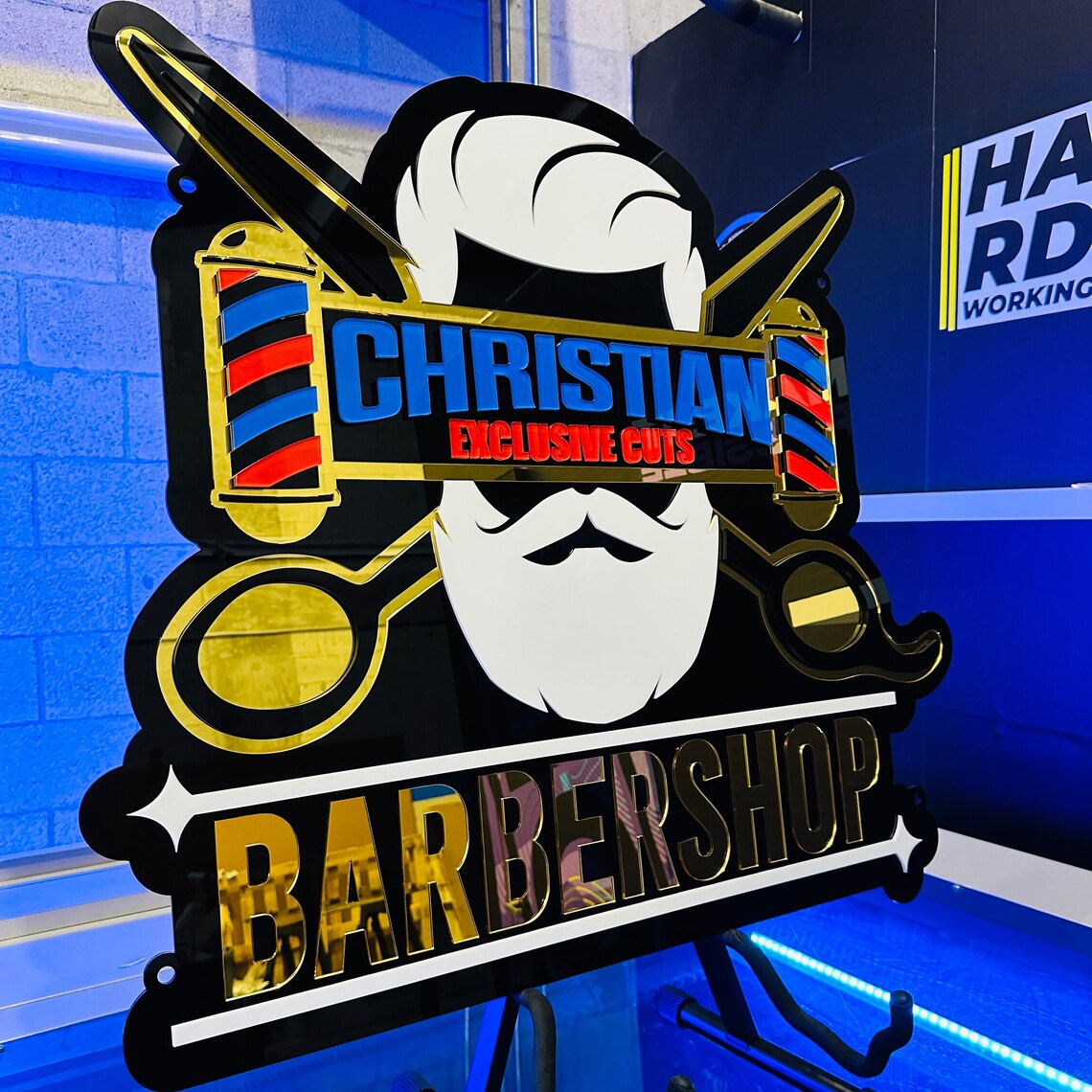 Barber Shop Sign - Custom Acrylic Sign - Multilayer Acrylic Sign - Etsy