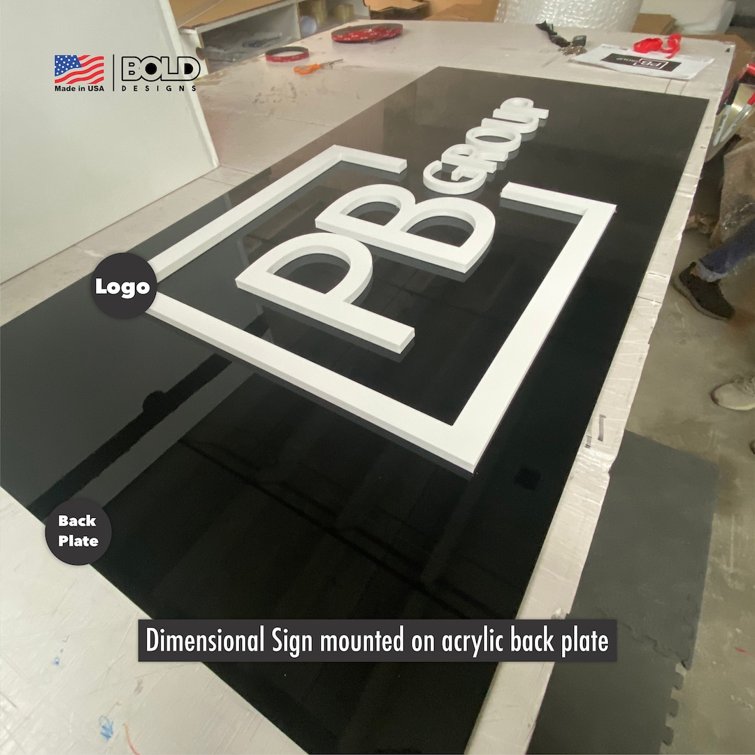 Custom 3D Sign Mounted on Acrylic Backplate With Stand-offs - Etsy