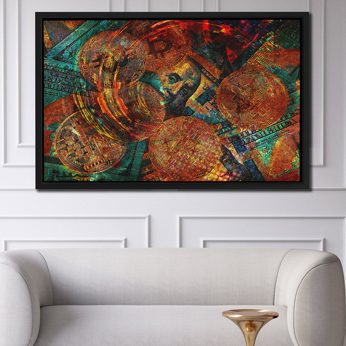 BITCOIN Money Art Large Framed WALL ART Print Home Office | Etsy