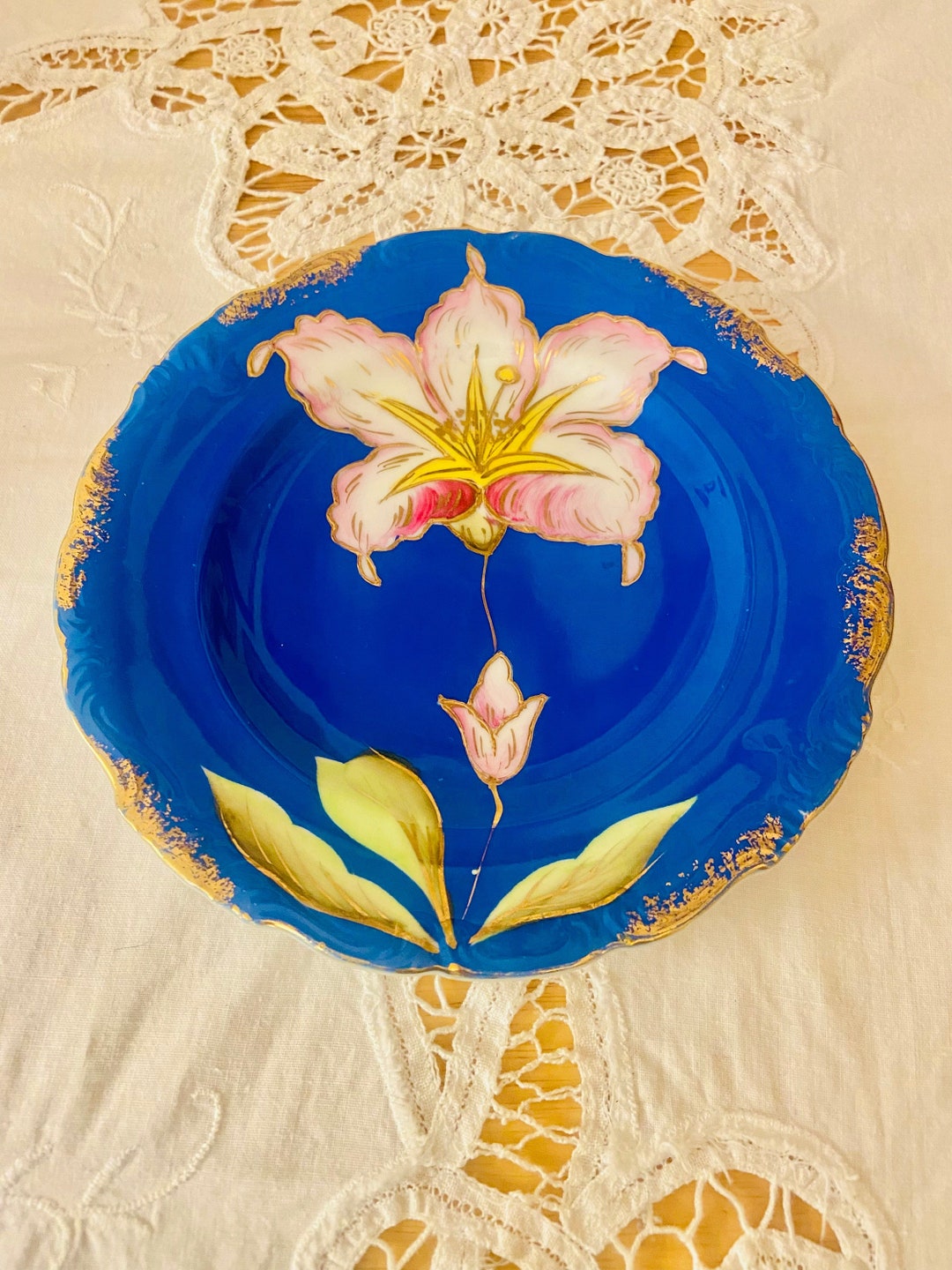 Vintage Made in Japan Blue Floral Plate - Etsy