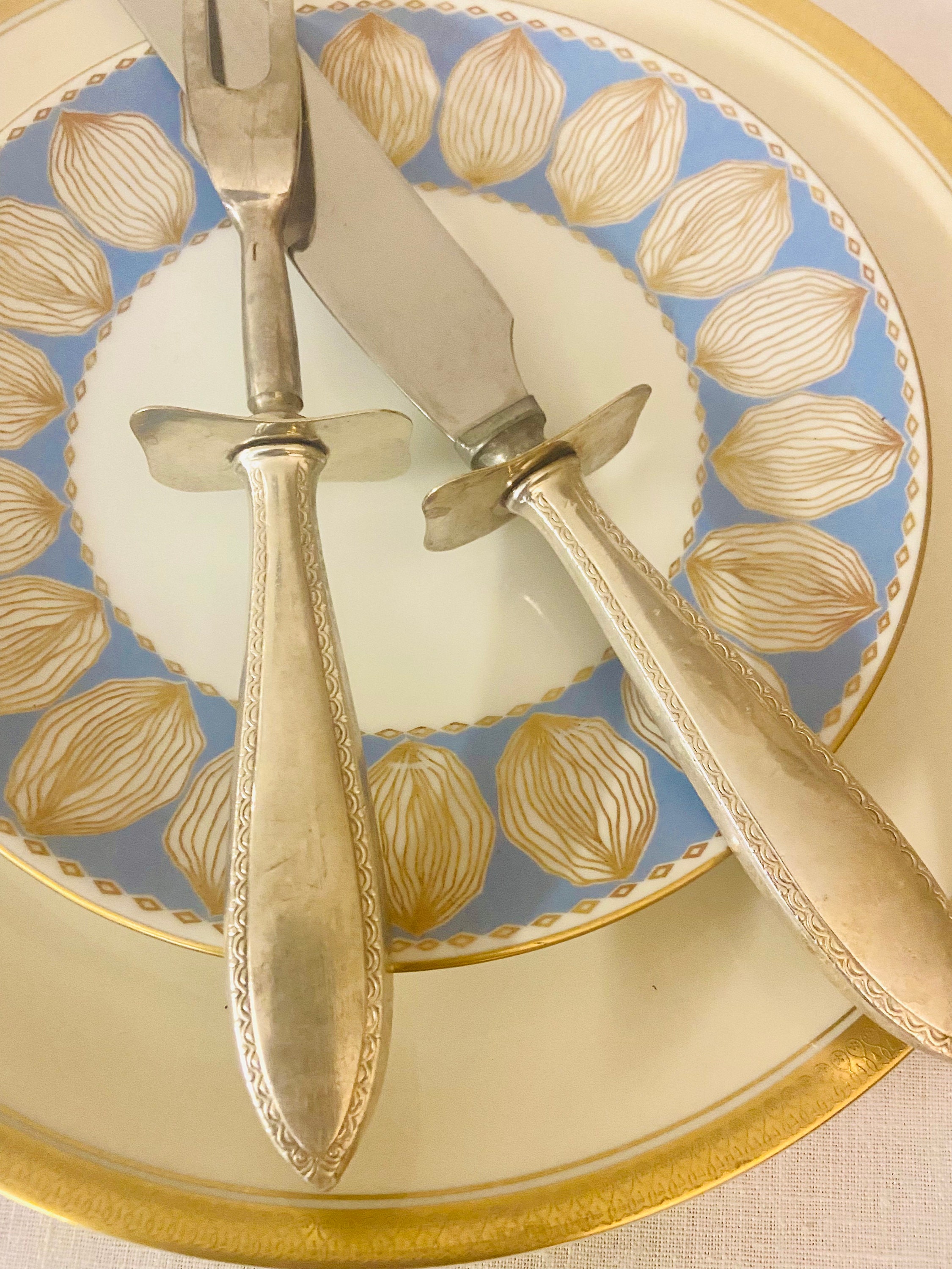 Vintage Silver Plate Carving Set - Etsy
