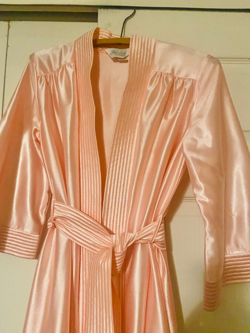 Vintage Pink Satin Robe by That Look Size S - Etsy