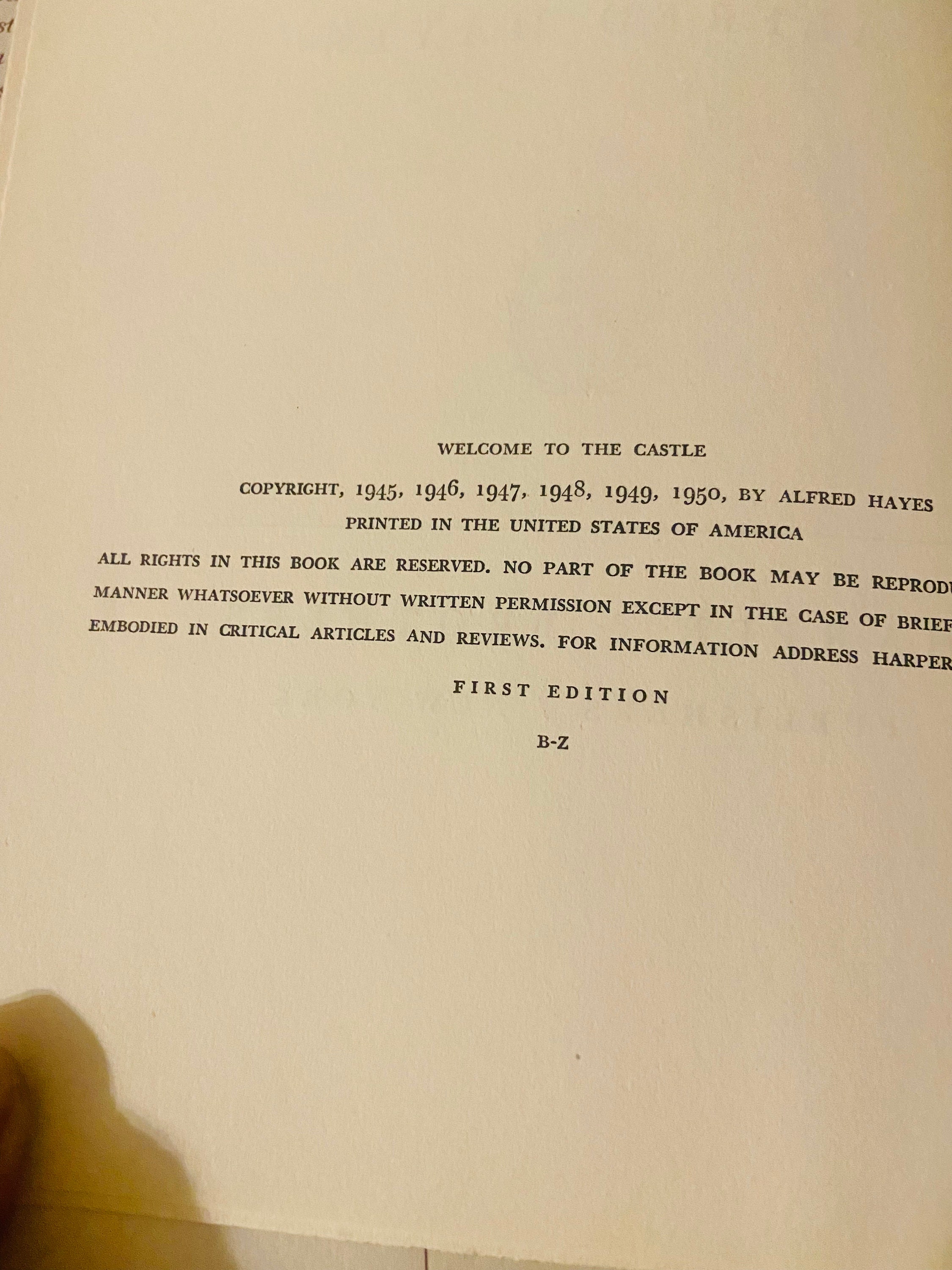 Welcome to the Castle Poems by Alfred Hayes 1950 First Edition - Etsy