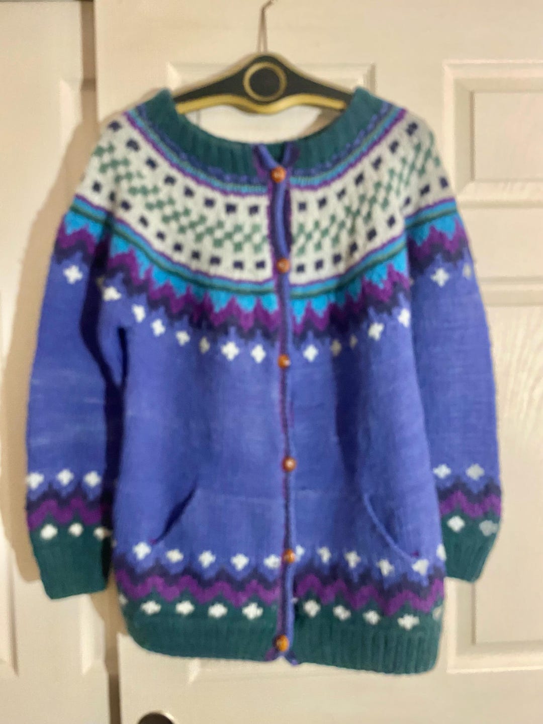 Vintage Fair Isle Multicolor Cardigan Sweater by Woolies Handmade in ...