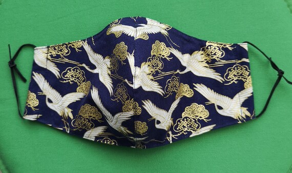 Japanese Bird & Floral Pattern 3 layers Face Mask / Cranes | Etsy