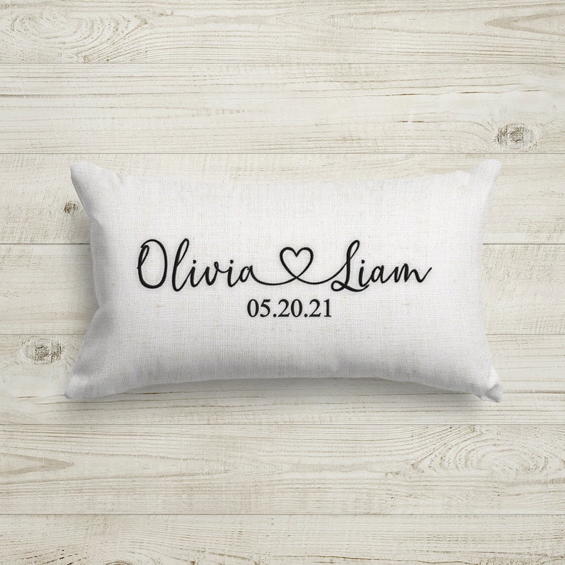 EMBROIDERED PILLOW With Names Couples Name Pillow Custom - Etsy