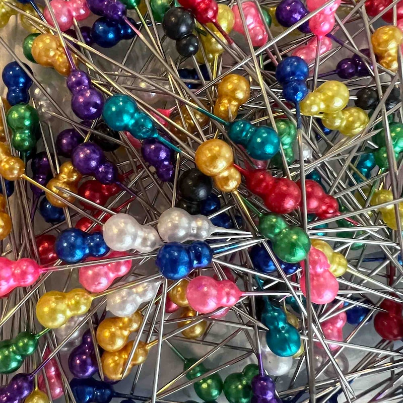 Blue Floral Head Pins - Etsy