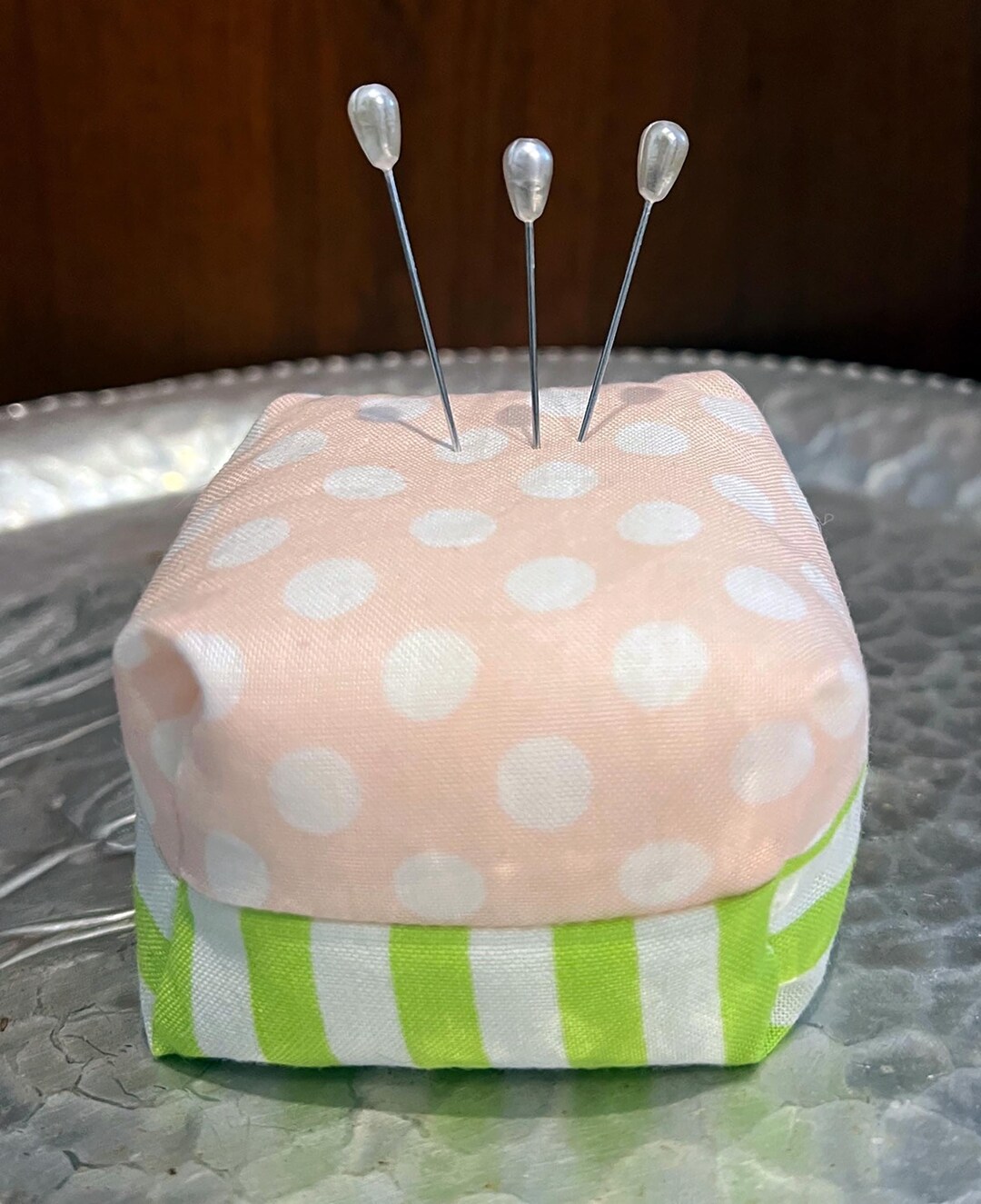 Pincushion Cubed, 3D Square Pincushion, Dots & Stripes Pincushion, Free ...
