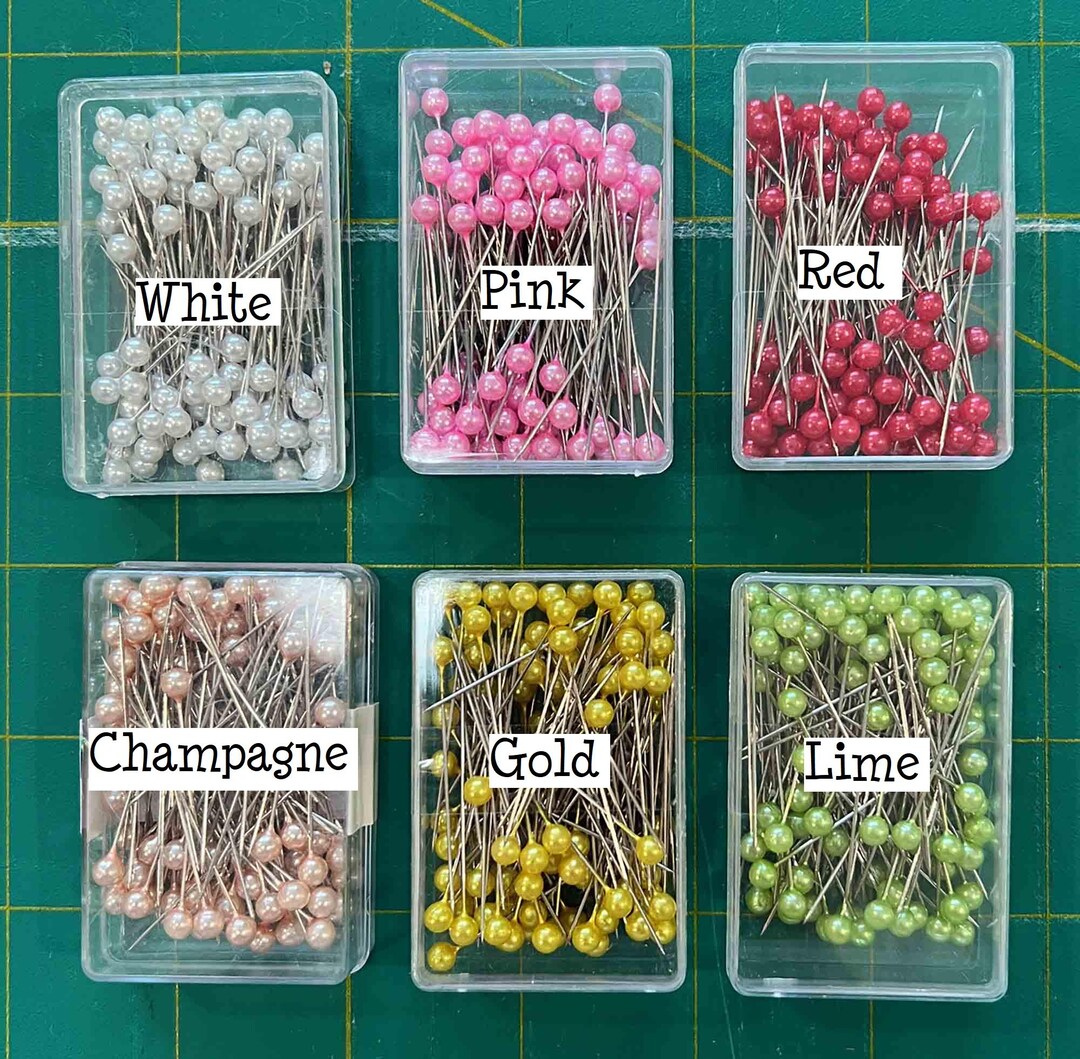 Pearl Head Straight Pins, 100 Pins, 1 1/2", Individual Colors - Etsy