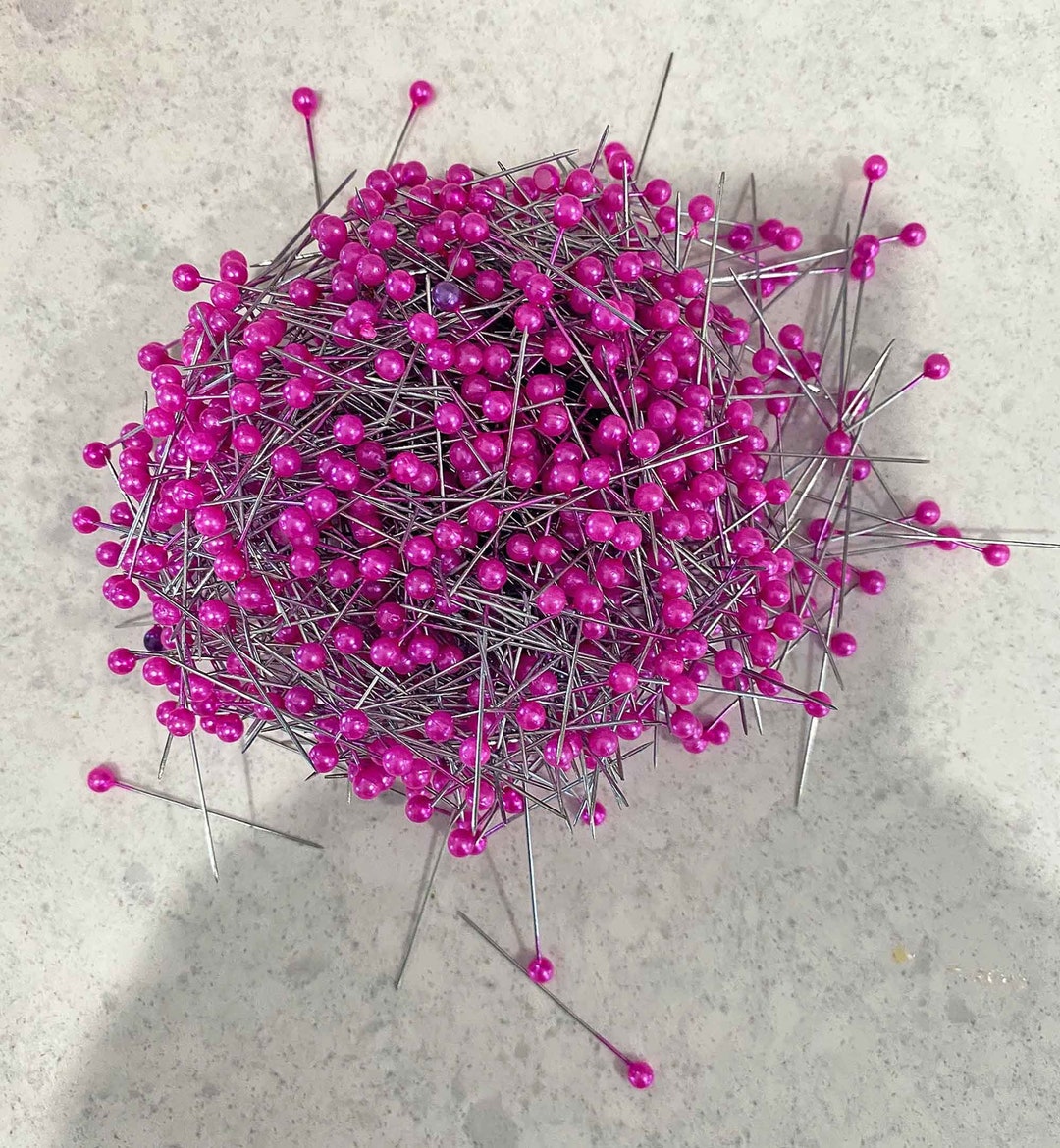 Hot Pink Pearl Head Straight Pins for Sewing & Crafts, 100 Pins, 1 1/2 ...