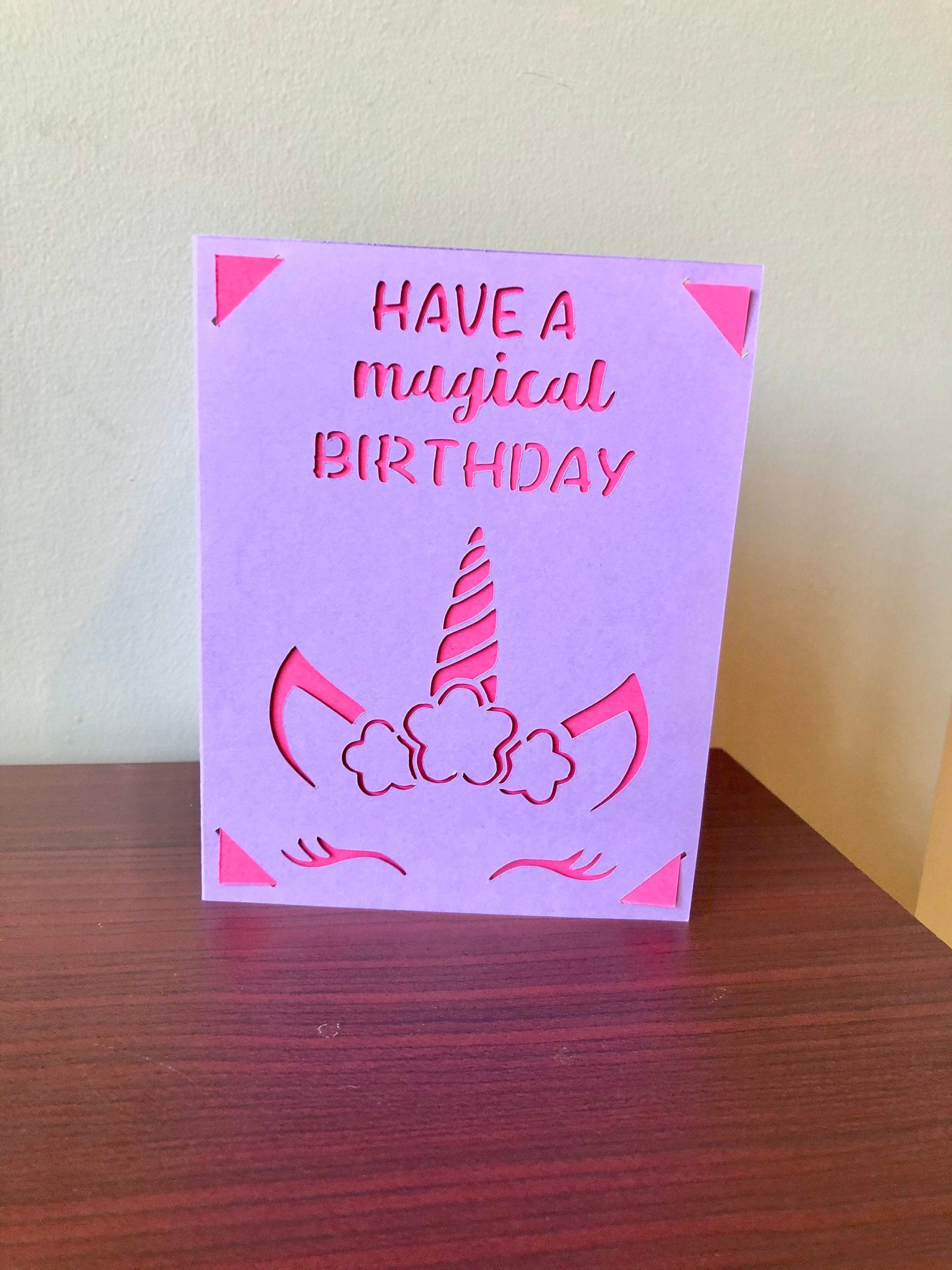 Unicorn Birthday Insert Card Girl's SVG Cricut - Etsy Canada