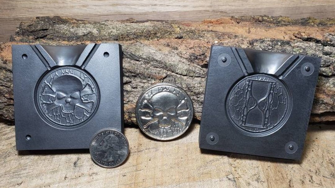 Graphite Casting Mold - Skull and Hourglass Double-sided Coin Mold! - Etsy