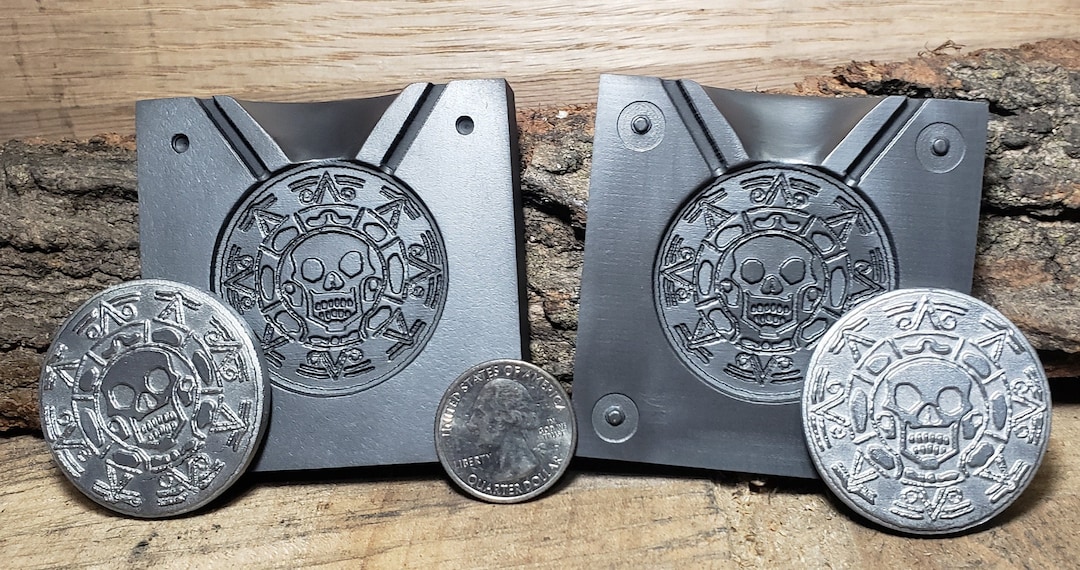 Graphite Casting Mold - Double-sided Cursed Aztec Pirate Coin! - Etsy