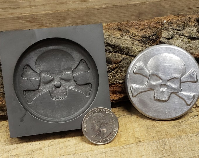 Graphite Casting Mold Skull and Crossbones Makes 2 Diameter Round Ingot ...