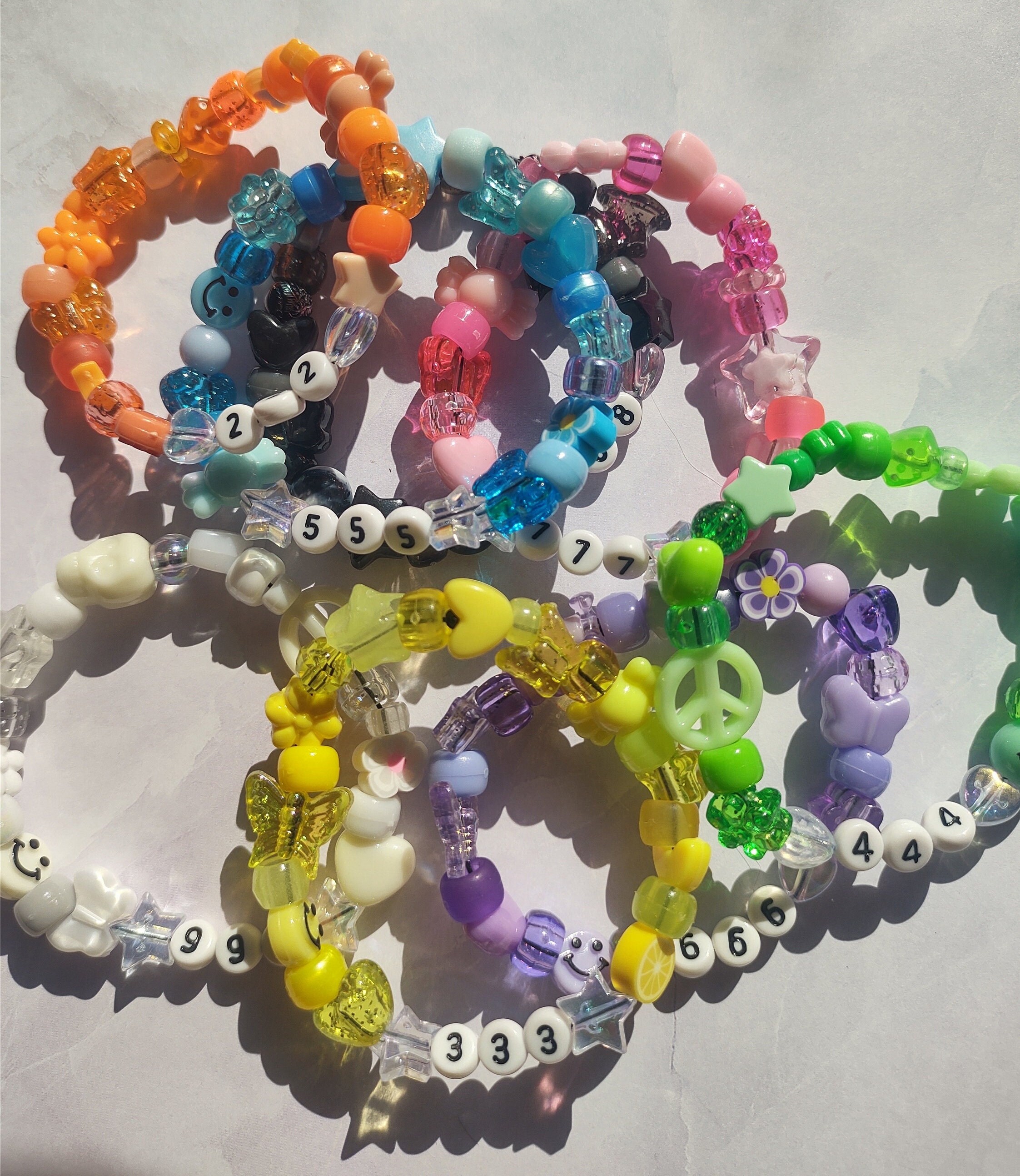 Custom Angel Numbers Kandi Bracelet | Mismatched Bead Angel Number ...