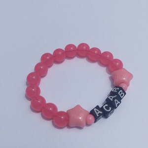 ACAB Black and Pink Beaded Bracelet Pink Activism Bracelet Punk ...