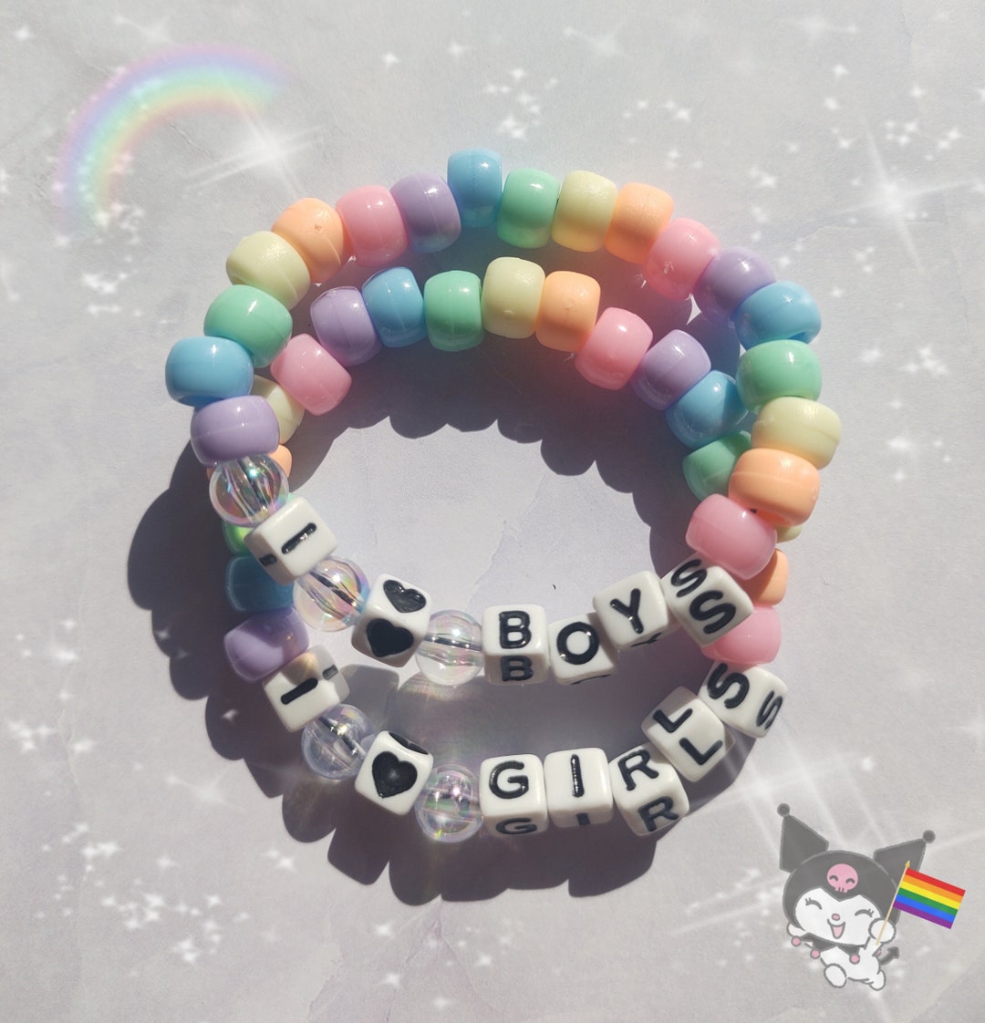 Gay or Lesbian Pride I Heart Boys/girls Pastel Kandi Bracelet Y2K ...