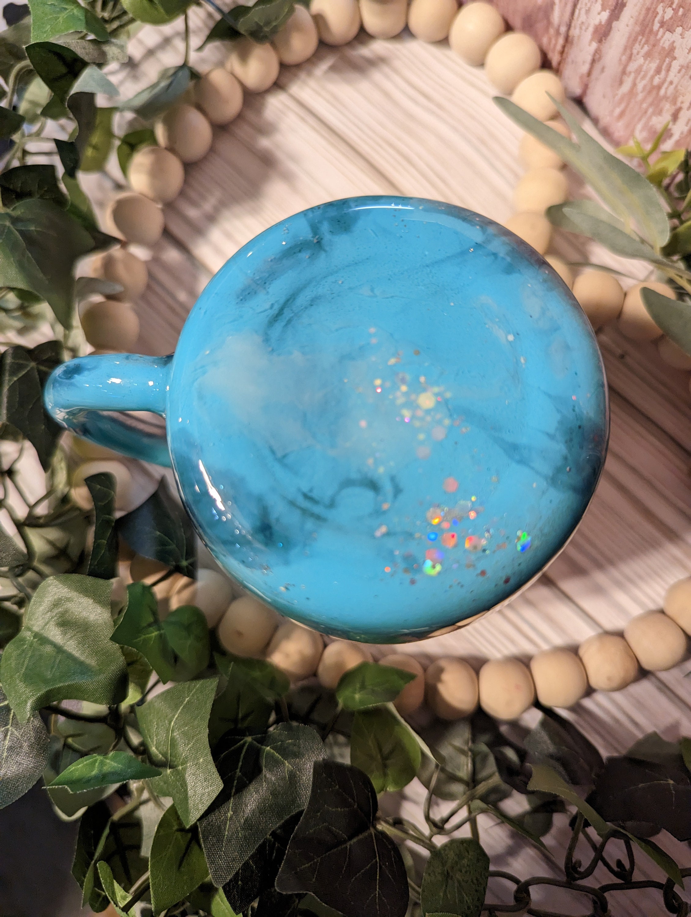 14 Oz Epoxy Teal Marble Mug Tumbler With Handle and Lid - Etsy