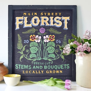 Personalized Flower Market Sign, Florist Gift, Modern Farmhouse Spring ...